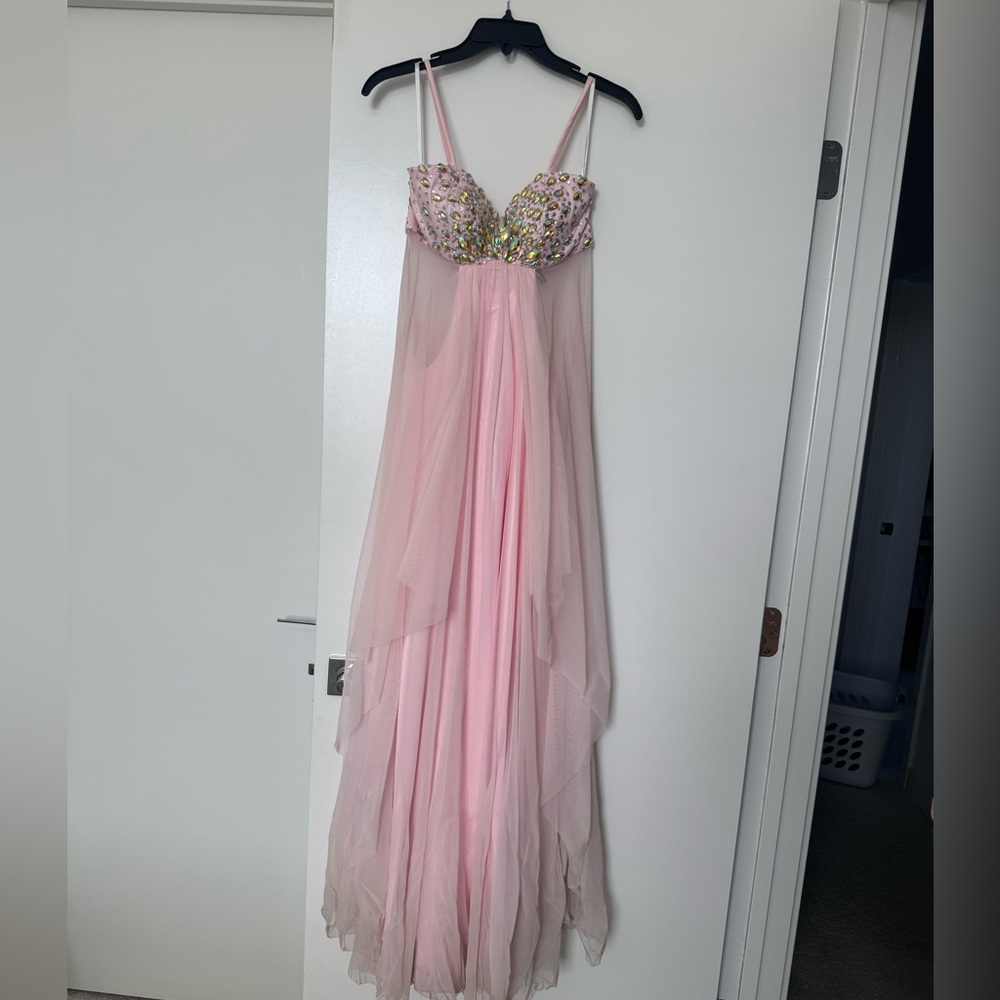 Elegant Pink Beaded Prom Dress - Gem